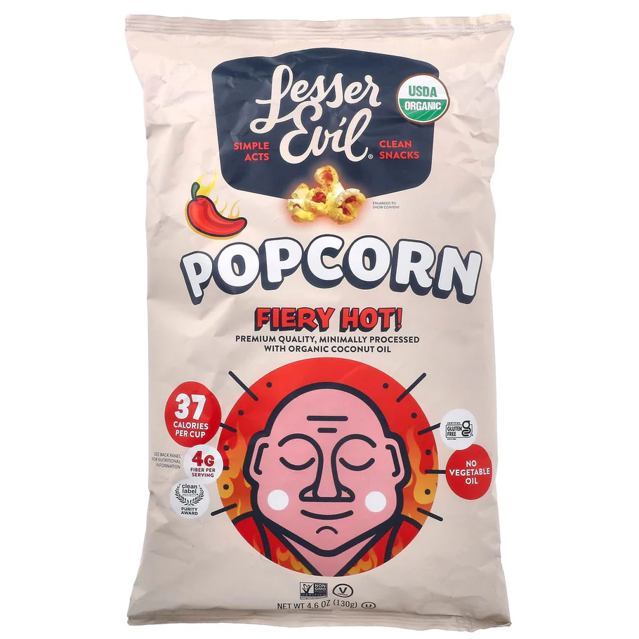 Lesser Evil Fiery Hot Popcorn - The Café - Square Wheels Cycling